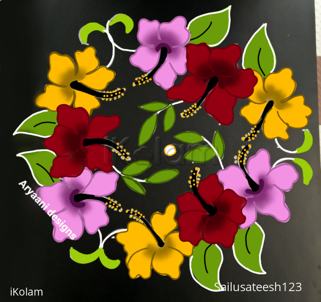 Hibiscus Flower Ganesha Rangoli Rangoli Design For Diwali 2019